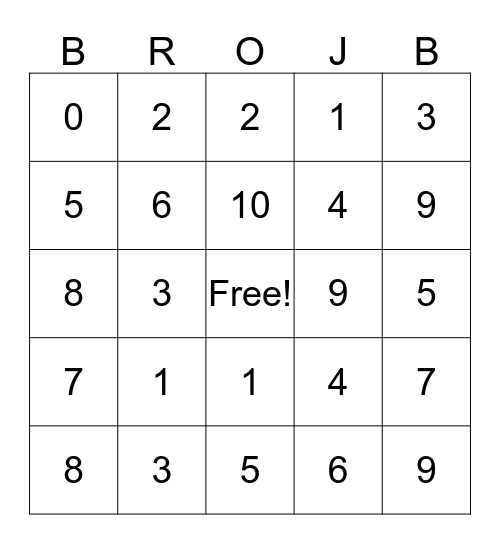 Les nombres et les couleurs Bingo Card