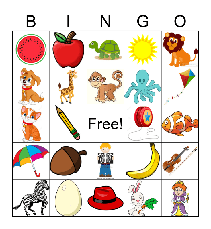 Alphabet Picture Bingo Card