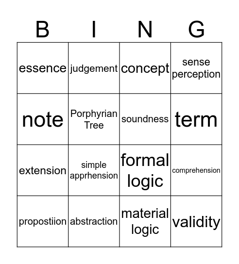 Logic Bingo Card