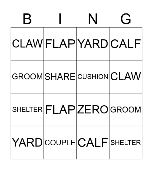 WORDLY WISE LESSON 1 Bingo Card