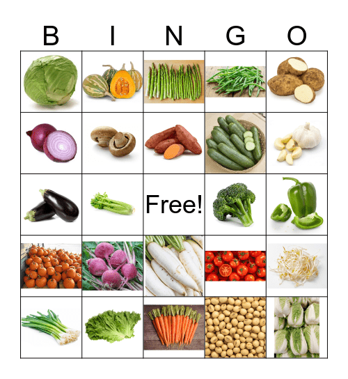 Vegetable Bingo Card