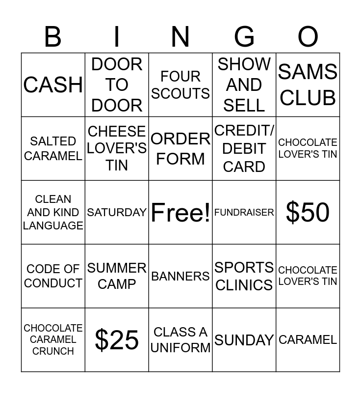 POPCORN Bingo Card