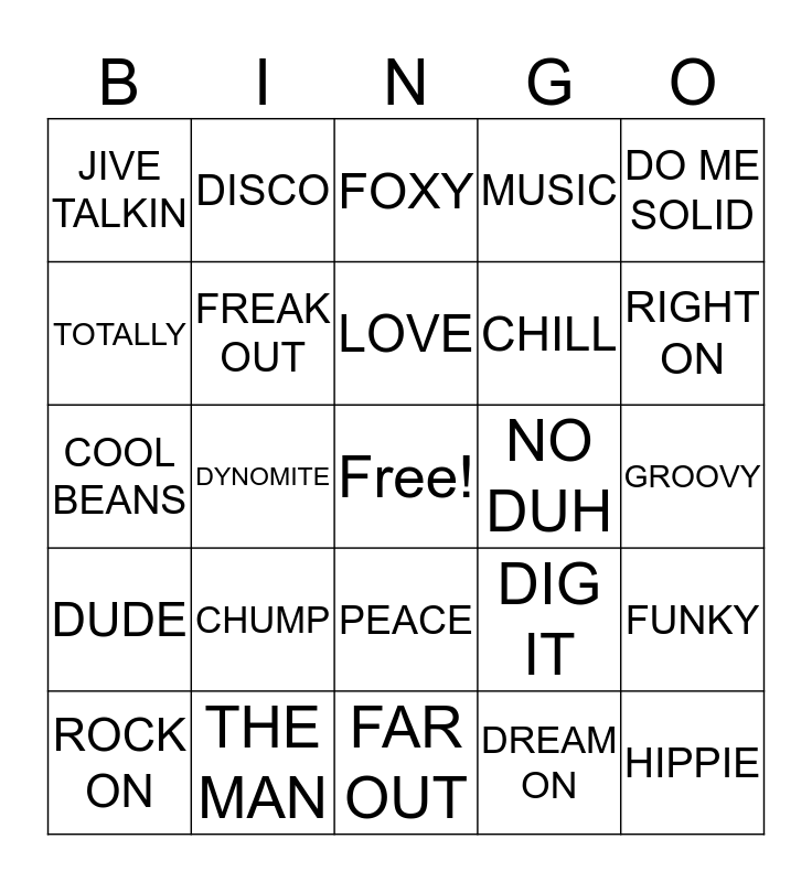 BOOGIE BINGO Card