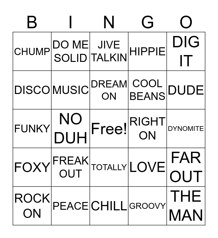 BOOGIE BINGO Card