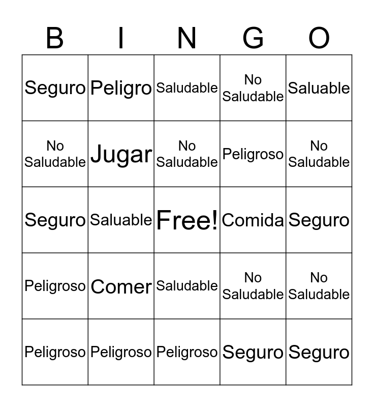Clase De Espanol Bingo Card