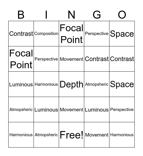Photography Bingo Card