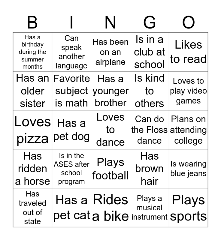 HUMAN BINGO: Start with "HELLO," then ask around to fill in all of the ...