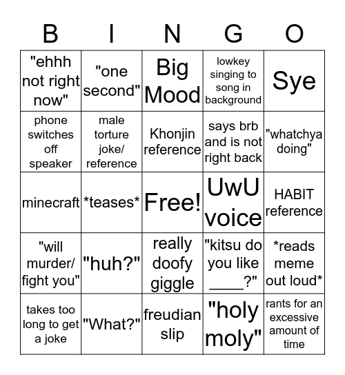 Rabbit Bingo Card