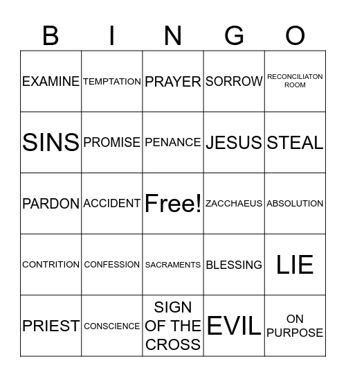 Reconciliation Bingo Card