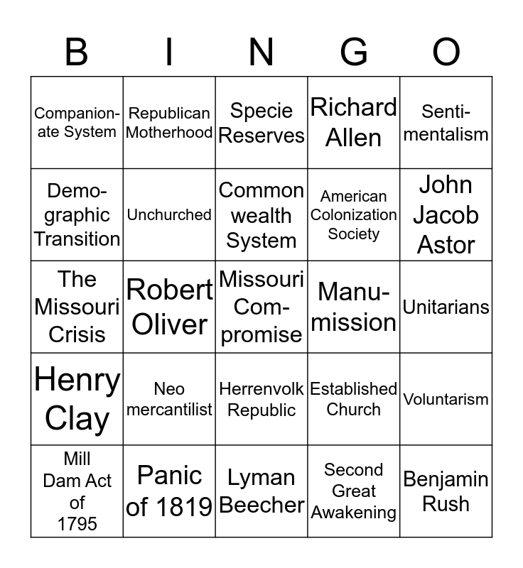APUSH-it real good. Bingo Card