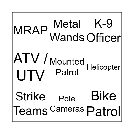 Assets Bingo Card
