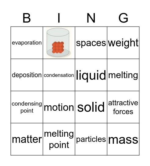 States of Matter Bingo Card