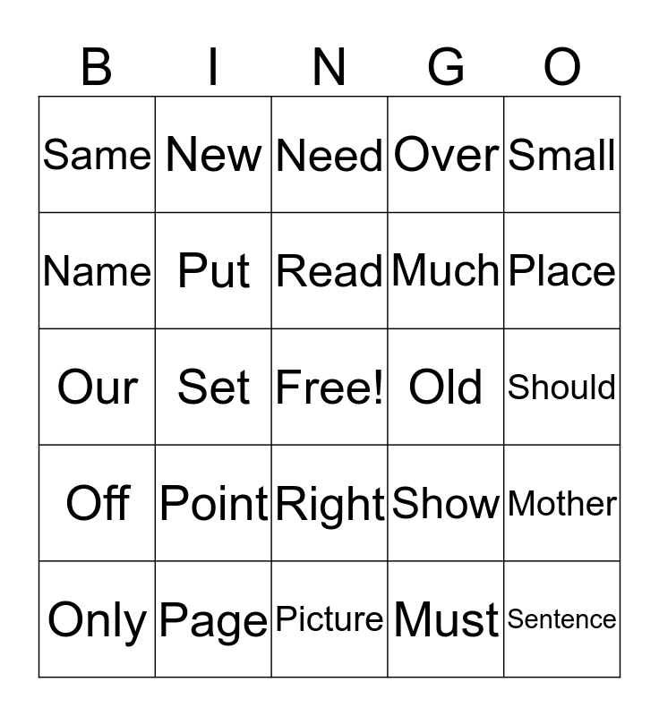 Fry 3 Bingo Card