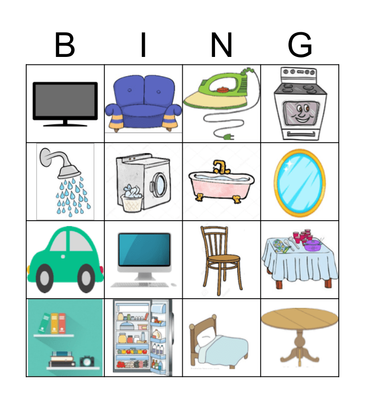House objects Bingo Card