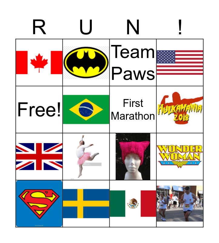 Marathon Bingo Card