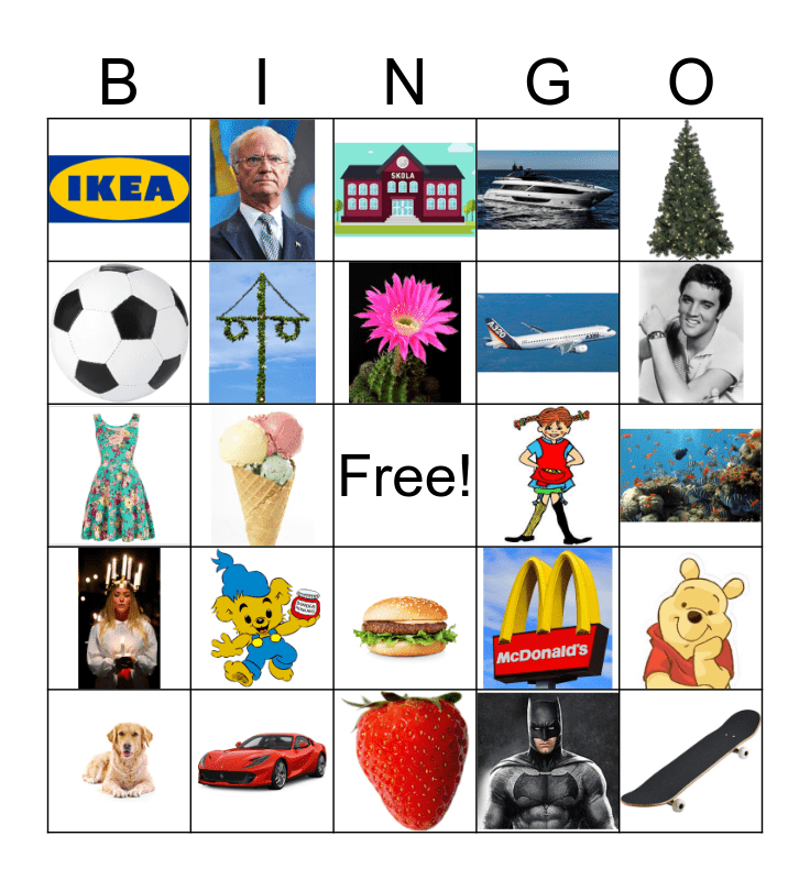 Bingo med bilder Bingo Card