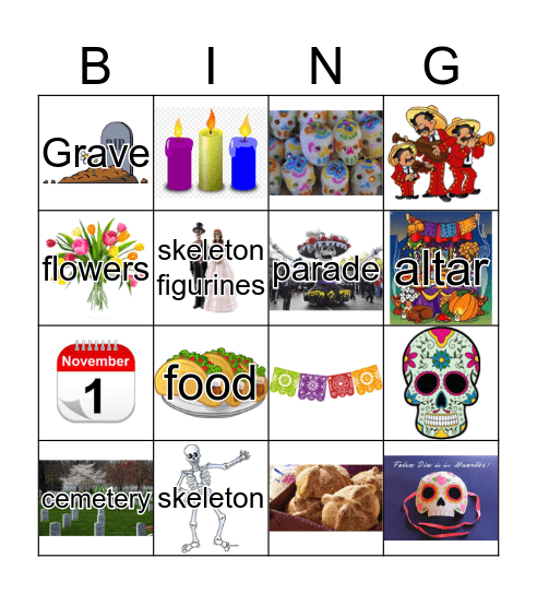 Dia de los Muertos Bingo Card