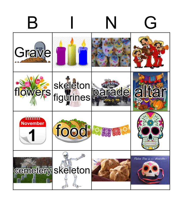Dia de los Muertos Bingo Card