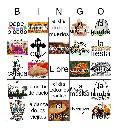 Día de los Muertos Bingo Card
