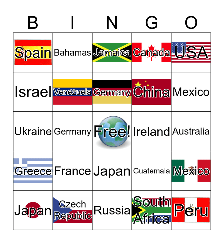Around the World Bingo #3 Bingo Card