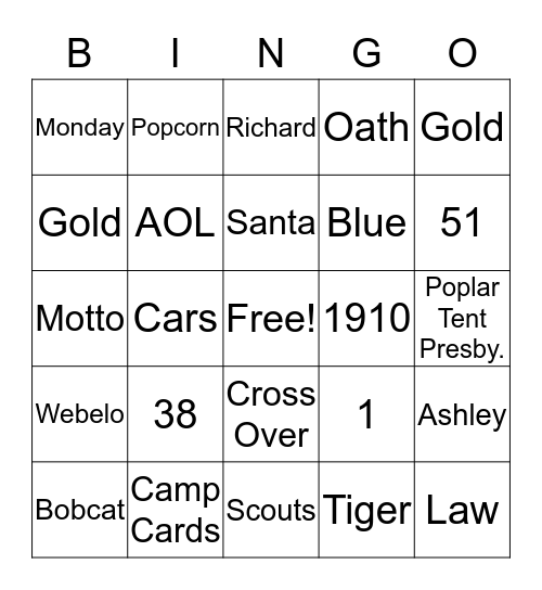 Scouts Trivia Bingo Card