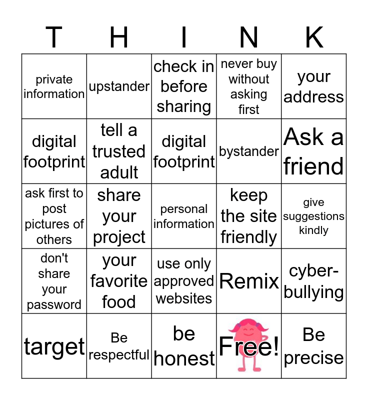 Digital Citizenship Bingo Card