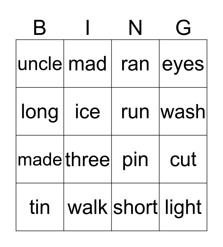 SIMILAR WORDS Bingo Card SIMILAR WORDS Bingo Card