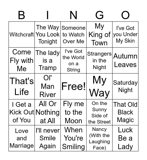 Frank Sinatra Bingo Card