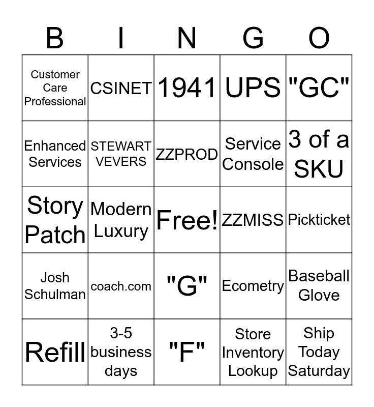 CLASS 2 - BINGO Card
