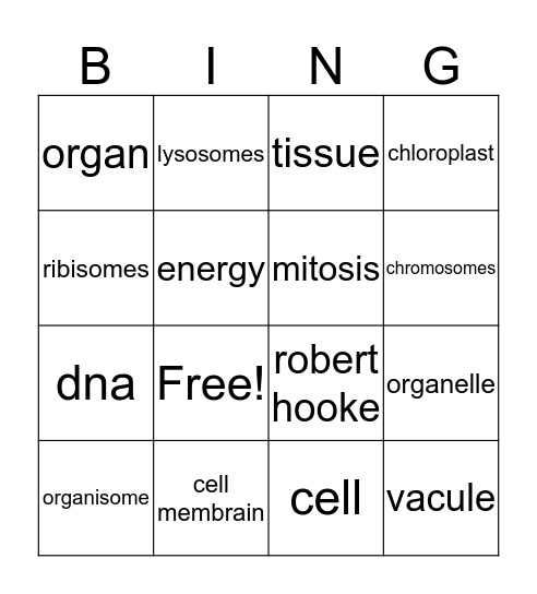 cell bingo Card