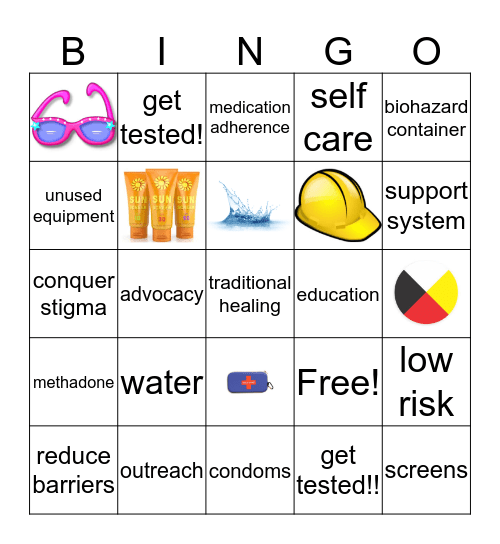 harm reduction Bingo Card