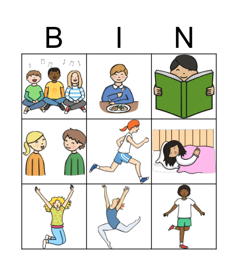 Verb -ing Bingo Card