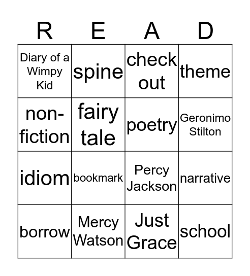 Family Fun Night Bingo Card