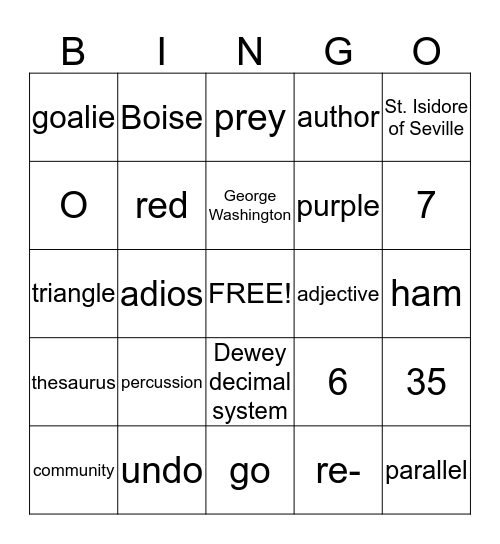Bingo Baker Practice! Bingo Card