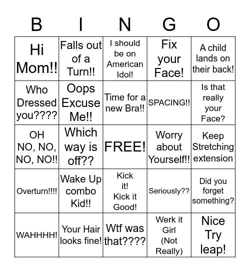 DANCE RECITAL Bingo Card