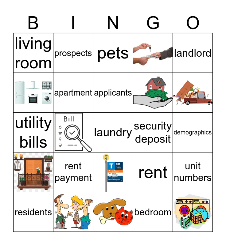 Apartment Bingo Card