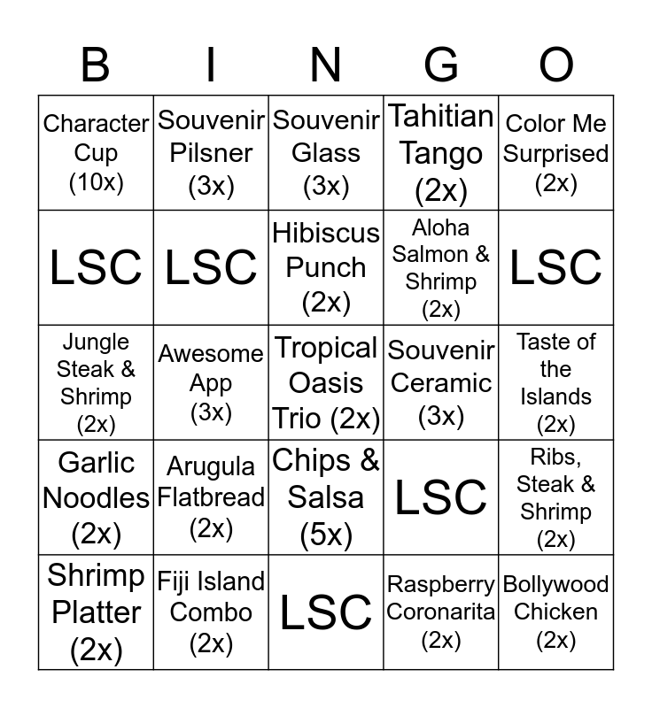 Team LSC Bingo Card