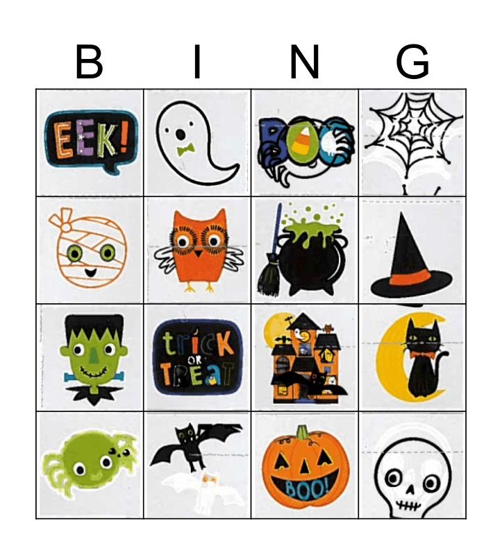 Halloween Picture Bingo Card