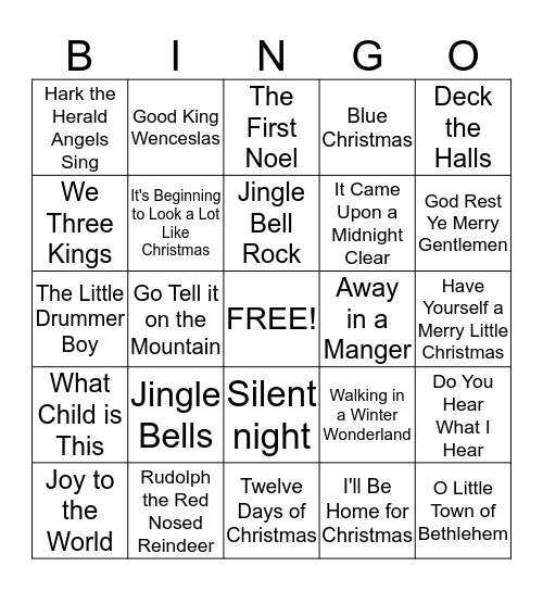 CHRISTMAS CAROL Bingo Card