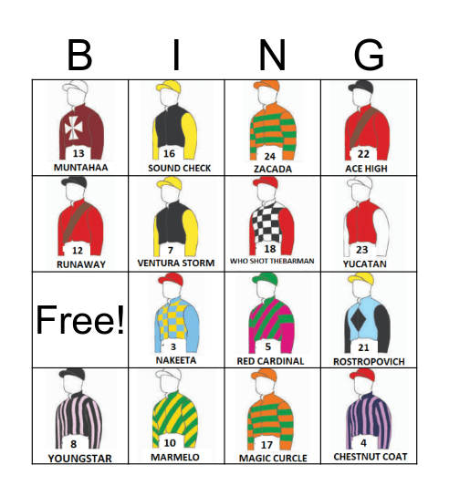 MELBOURNE CUP BINGO Card
