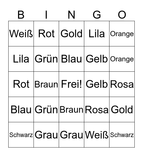 Farben Bingo Card