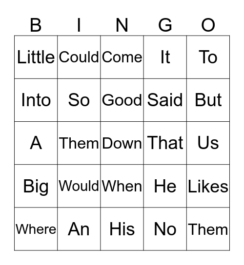 Sight Words (K - 2nd sm) Bingo Card