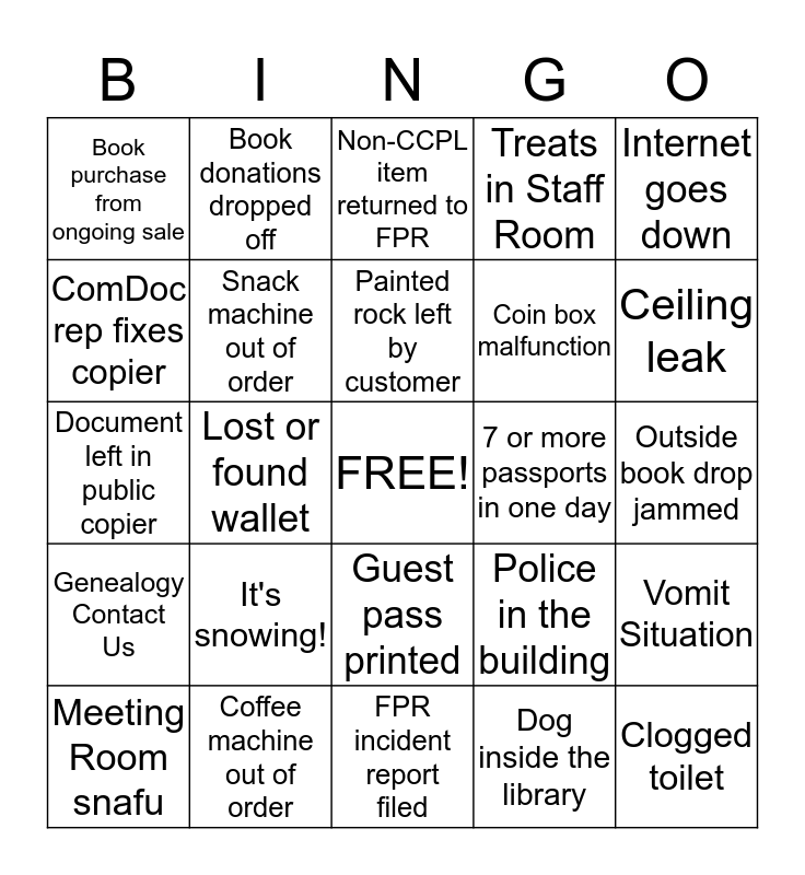 FPR UW/CS BINGO Card