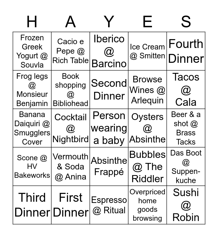 Boom Boom Bingo Bingo Card