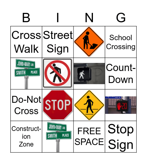 Safety Signs Bingo Card