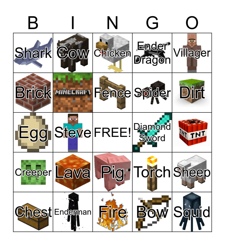 Minecraft Bingo Card