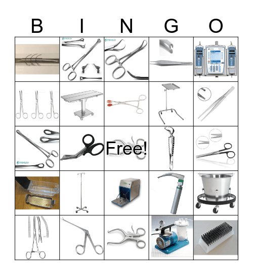 Surgical Instrument Bingo Card