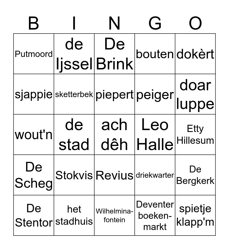 De Marke Bingo Card