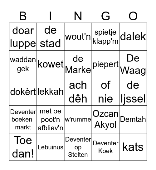De Marke Bingo Card