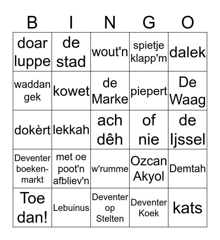 De Marke Bingo Card